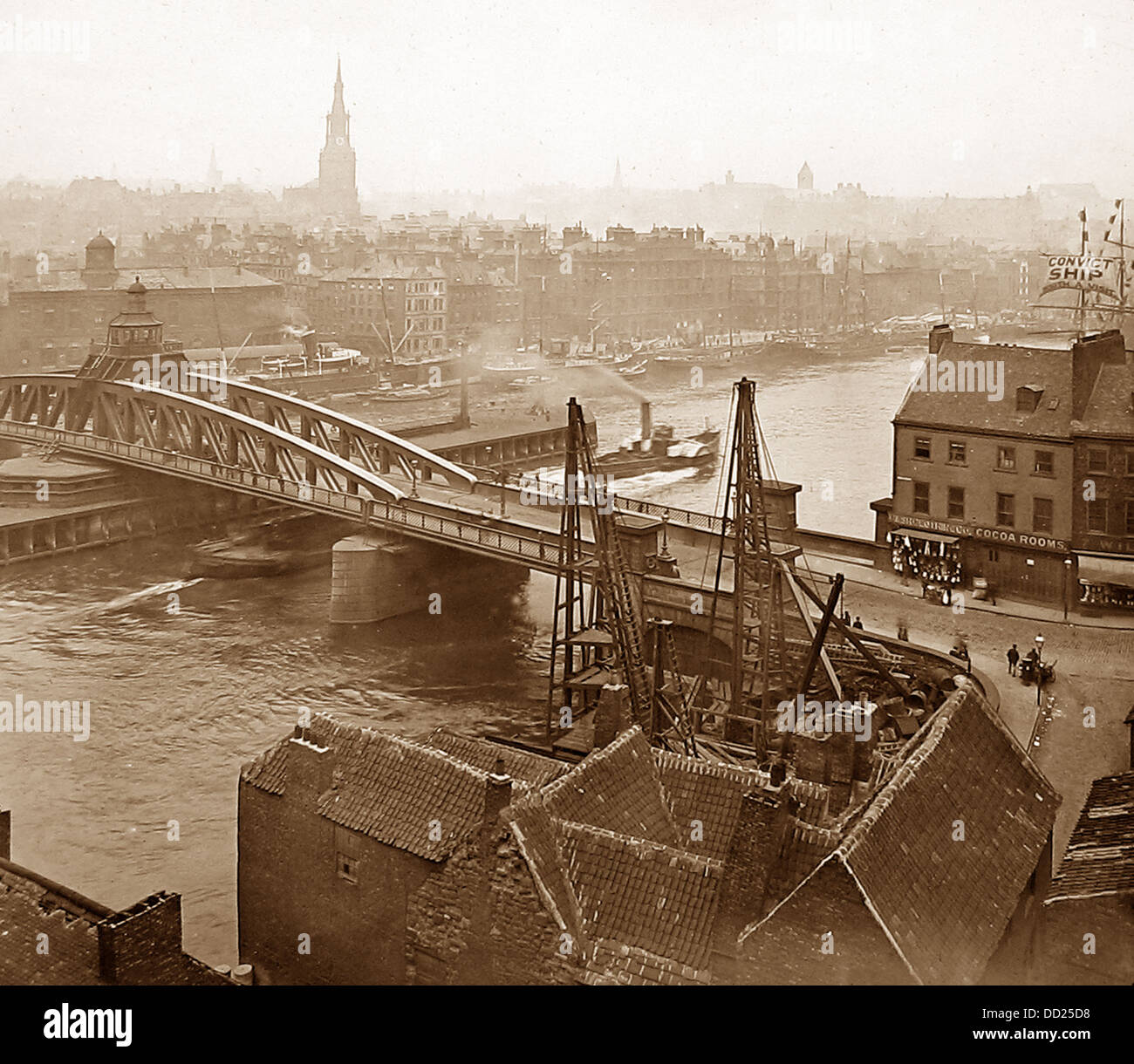 Newcastle-upon-Tyne Swing Bridge Victorian period Stock Photo - Alamy