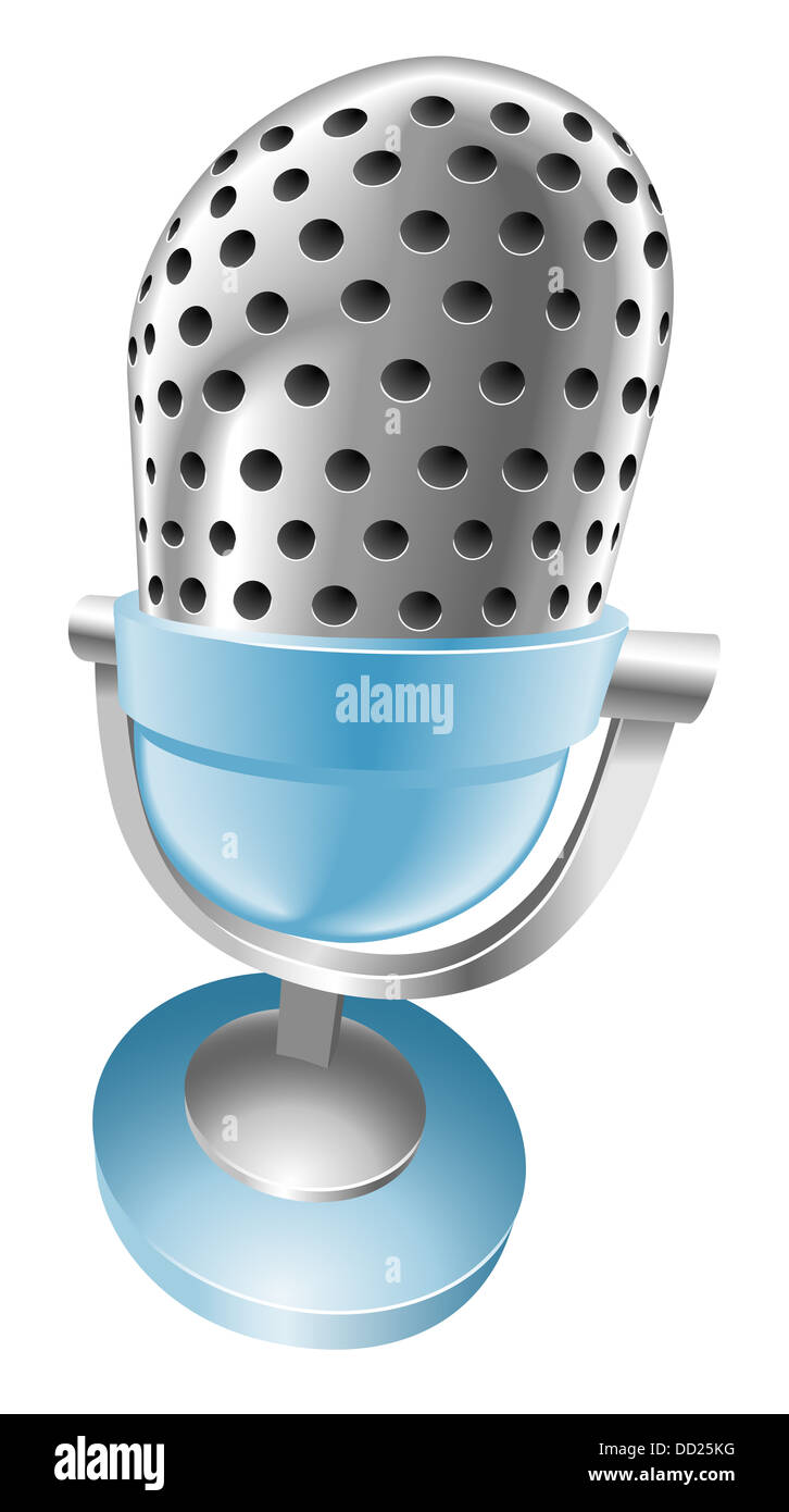 Illustration of shiny blue microphone Stock Photo - Alamy