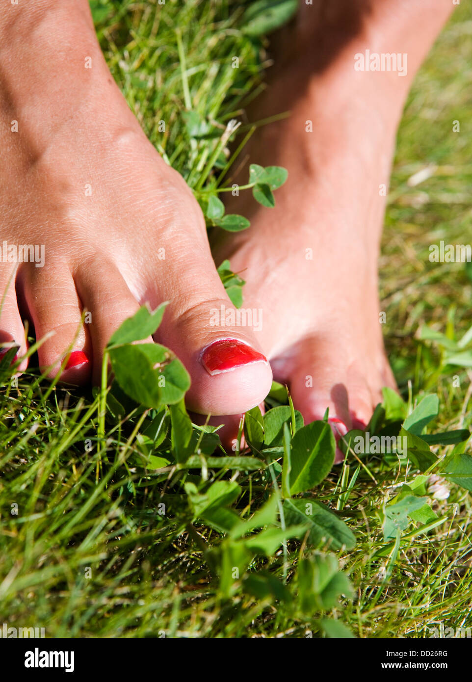 Feet in the grass Stock Photo - Alamy
