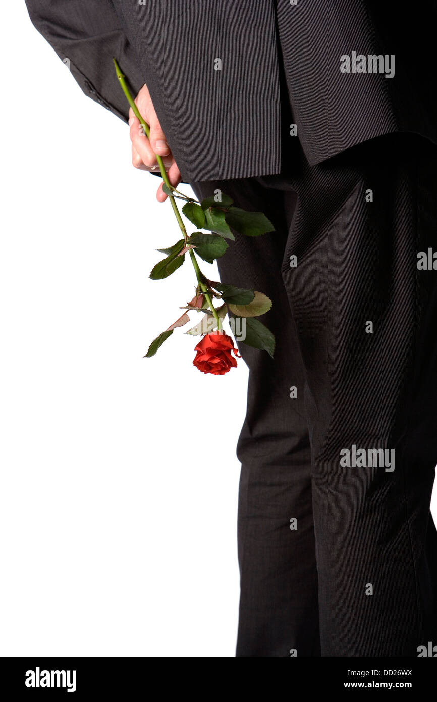 Holding a red rose Stock Photo - Alamy