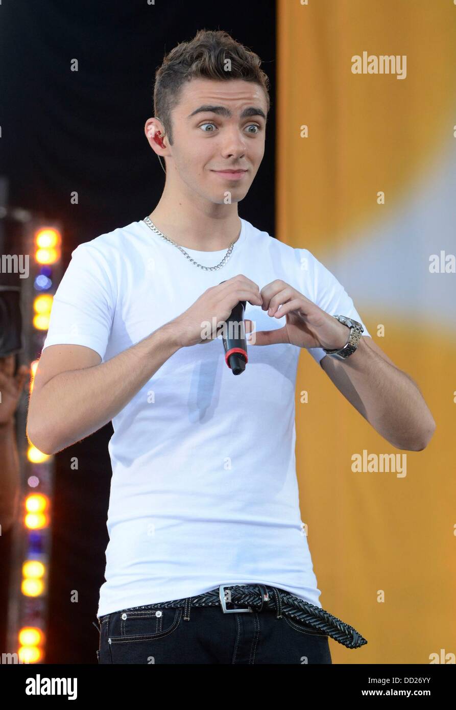 New York, NY. 23rd Aug, 2013. Nathan Sykes on stage for Good Morning ...