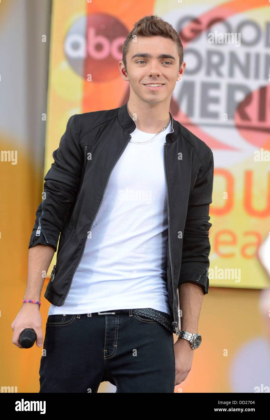 New York, NY. 23rd Aug, 2013. Nathan Sykes on stage for Good Morning ...