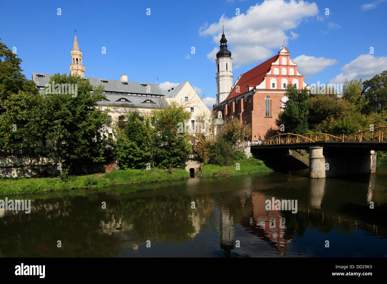 Castle Bridge, Mlynowka Channel and Franciskanow church, Opole, Silesia ...