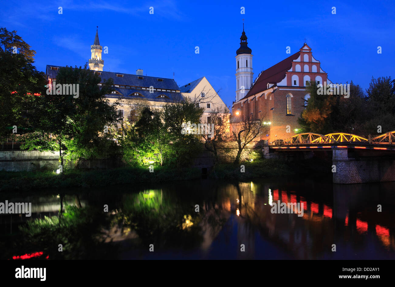 Castle Bridge, Mlynowka Channel and Franciskanow church, Opole, Silesia ...