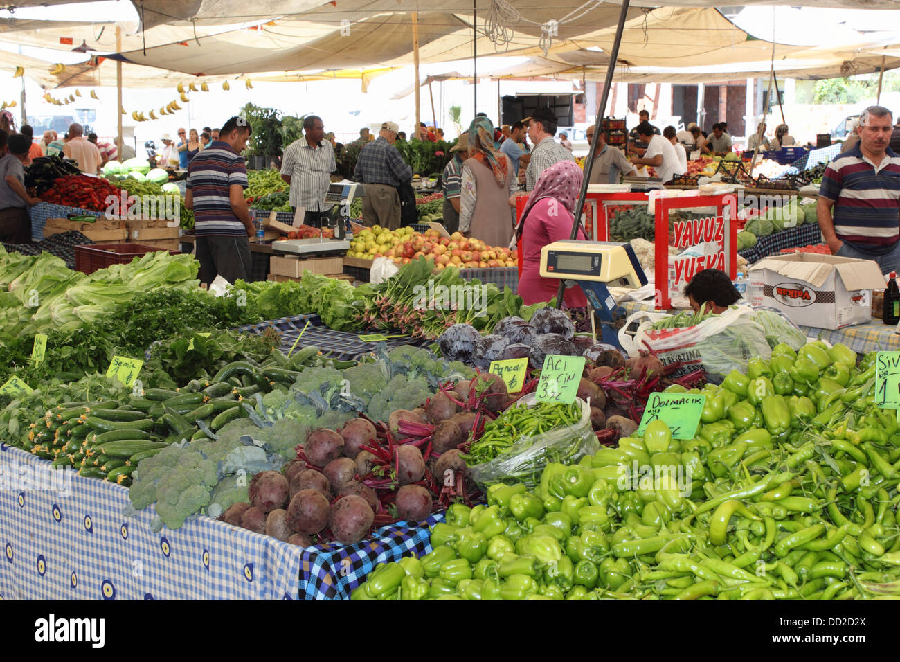 Fresh fruit and vegetable produce for sale at a local market in Calis ...
