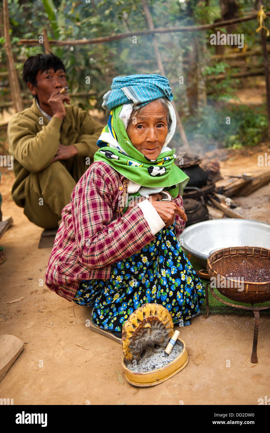 woman cooking breakfast along ChinWin River Burma Stock Photo - Alamy