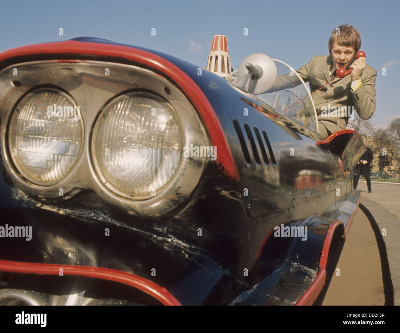 GRAHAM BONNEY UK pop singer in the Batmobile in London, October 1966 ...