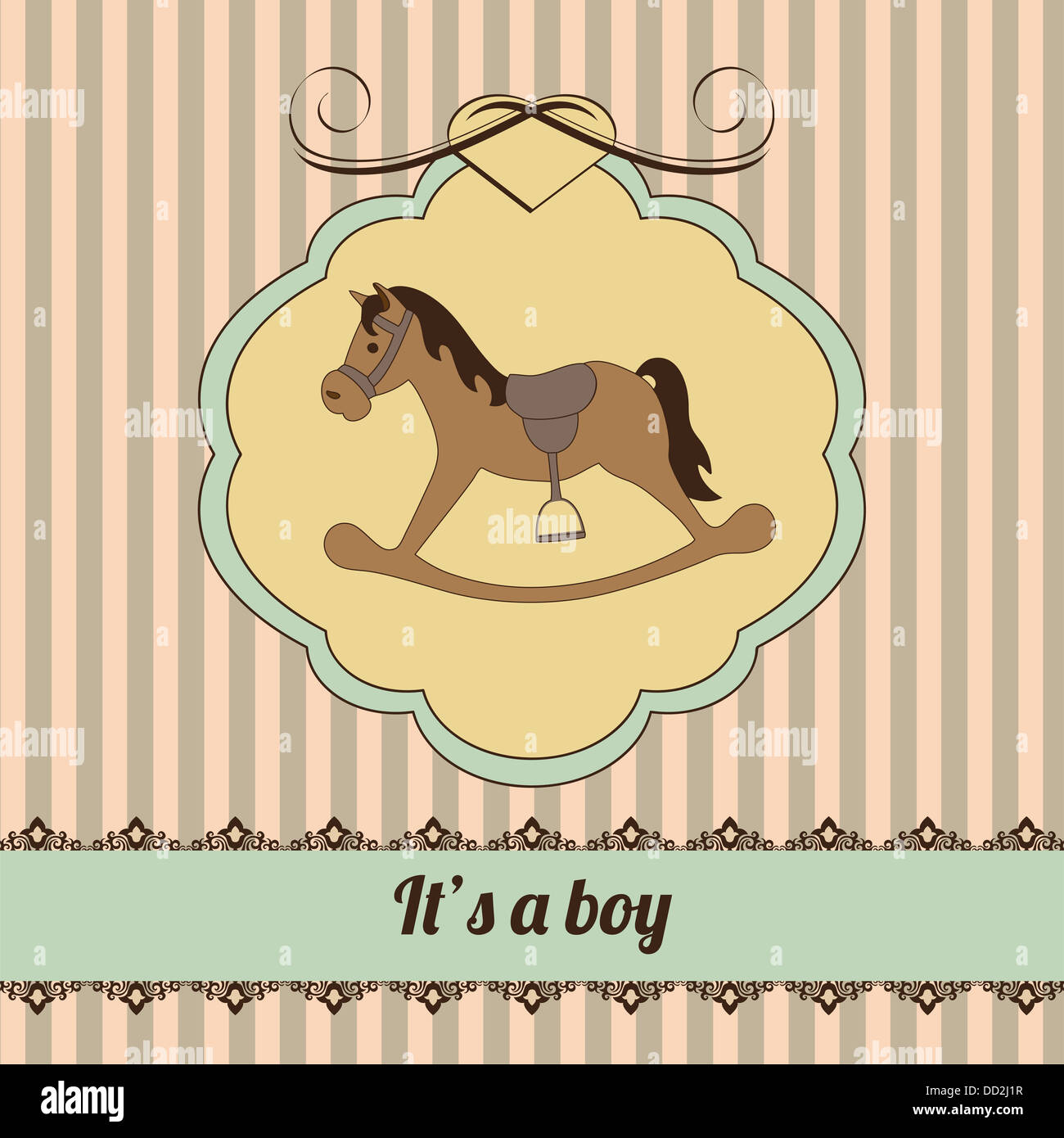 baby arrival announcement, mascot horse in frame Stock Photo - Alamy