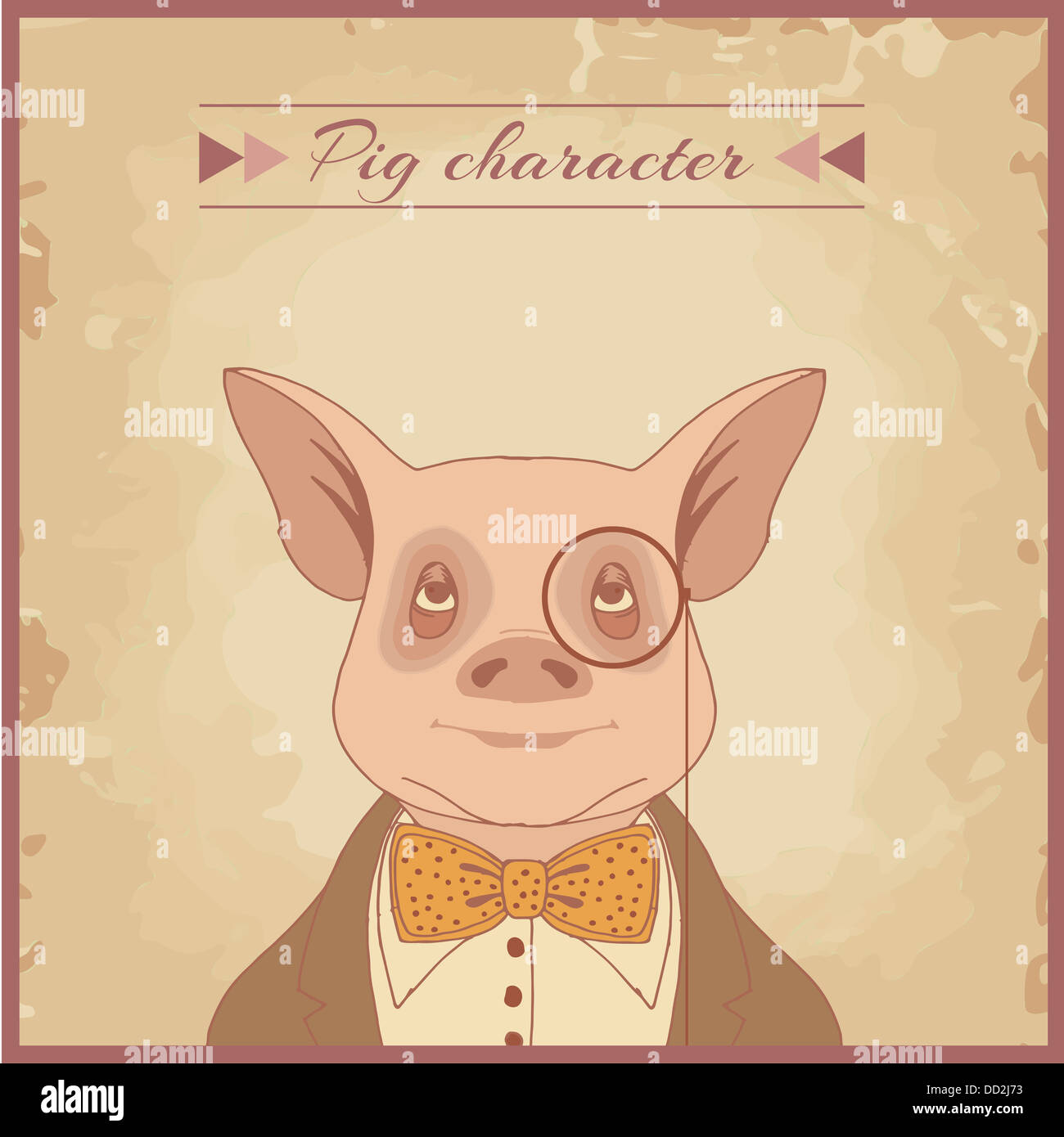 hipster pig animal character Stock Photo - Alamy