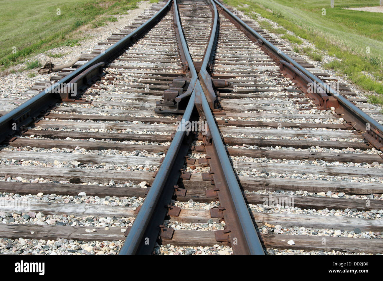 Railway track merging hi-res stock photography and images - Alamy