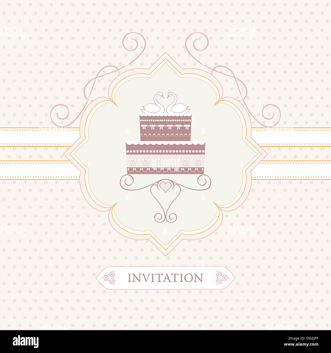 wedding invitation, greeting card or postcard, wedding cake Stock Photo ...