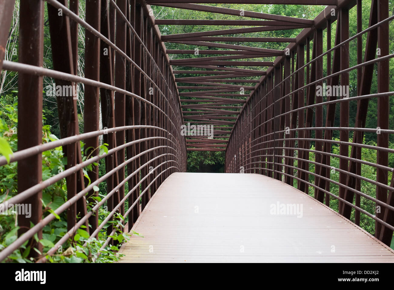 An Arched Bridge Covered With Metal Top And Metal Railings; Port ...