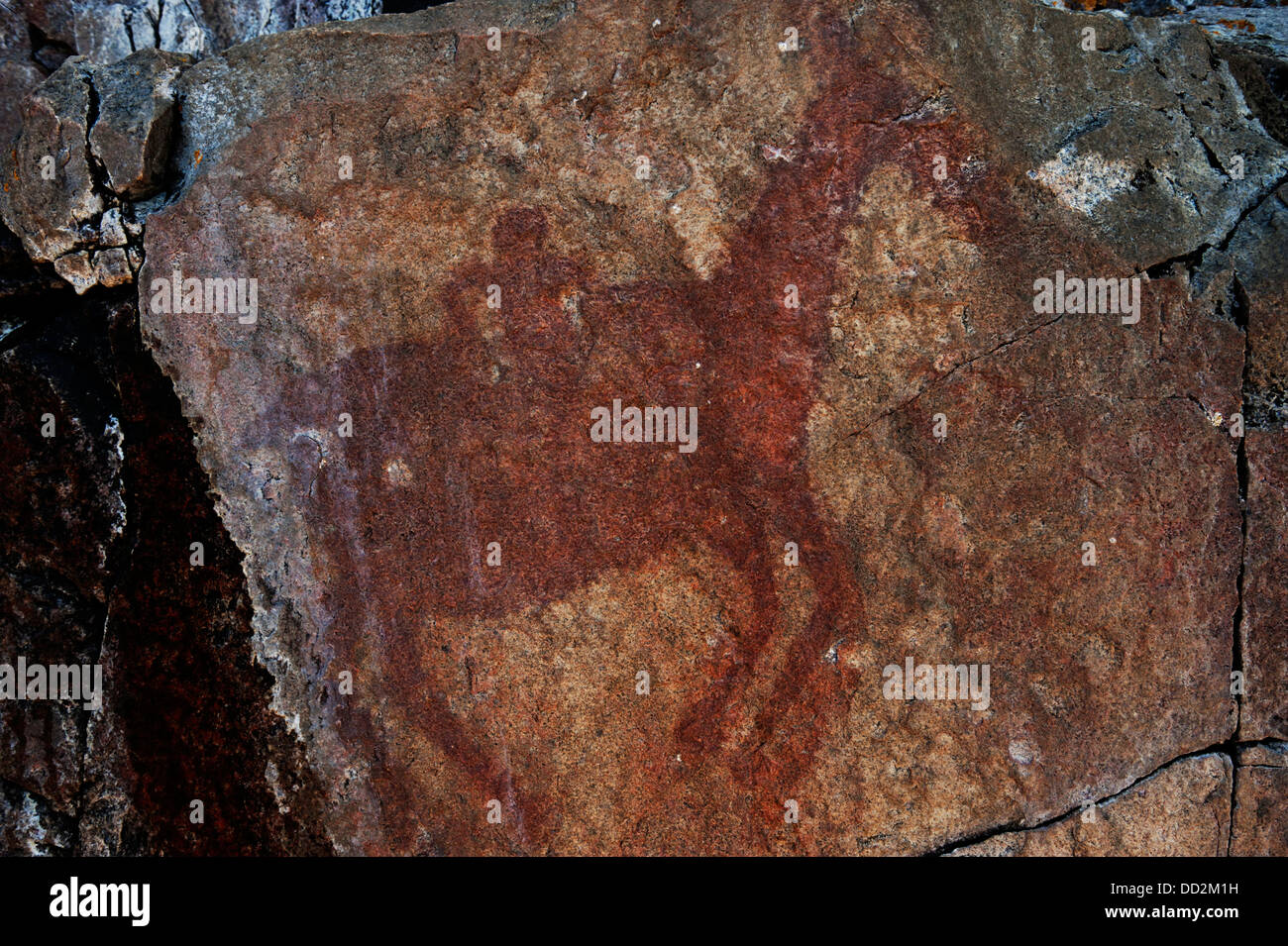 Detail of a horse and rider, Agawa Rocks Pictographs, Lake Superior ...