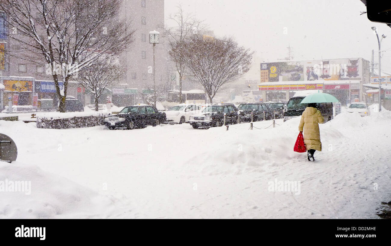Snow falling in Takayama in Gifu Prefecture, Japan Stock Photo - Alamy