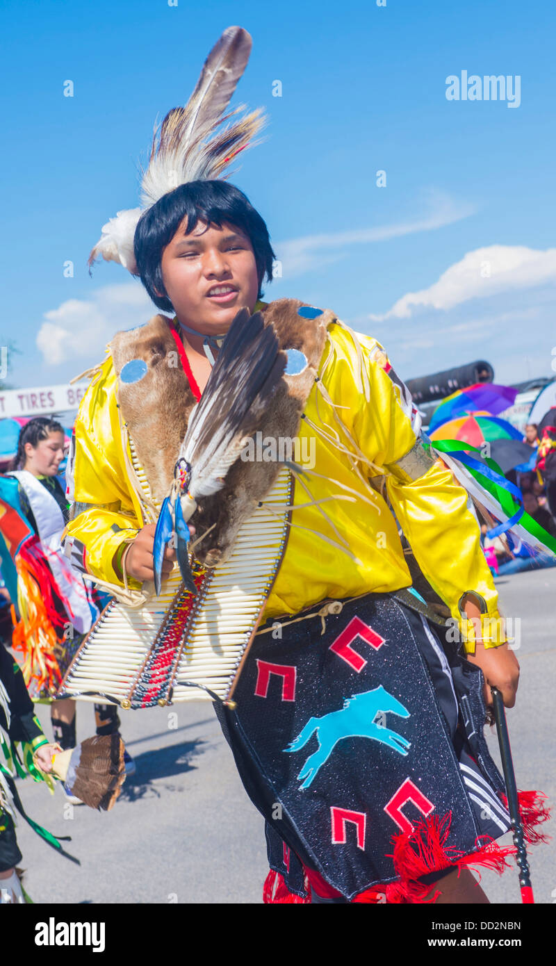 Native American with traditional costume participates at the 92 annual ...