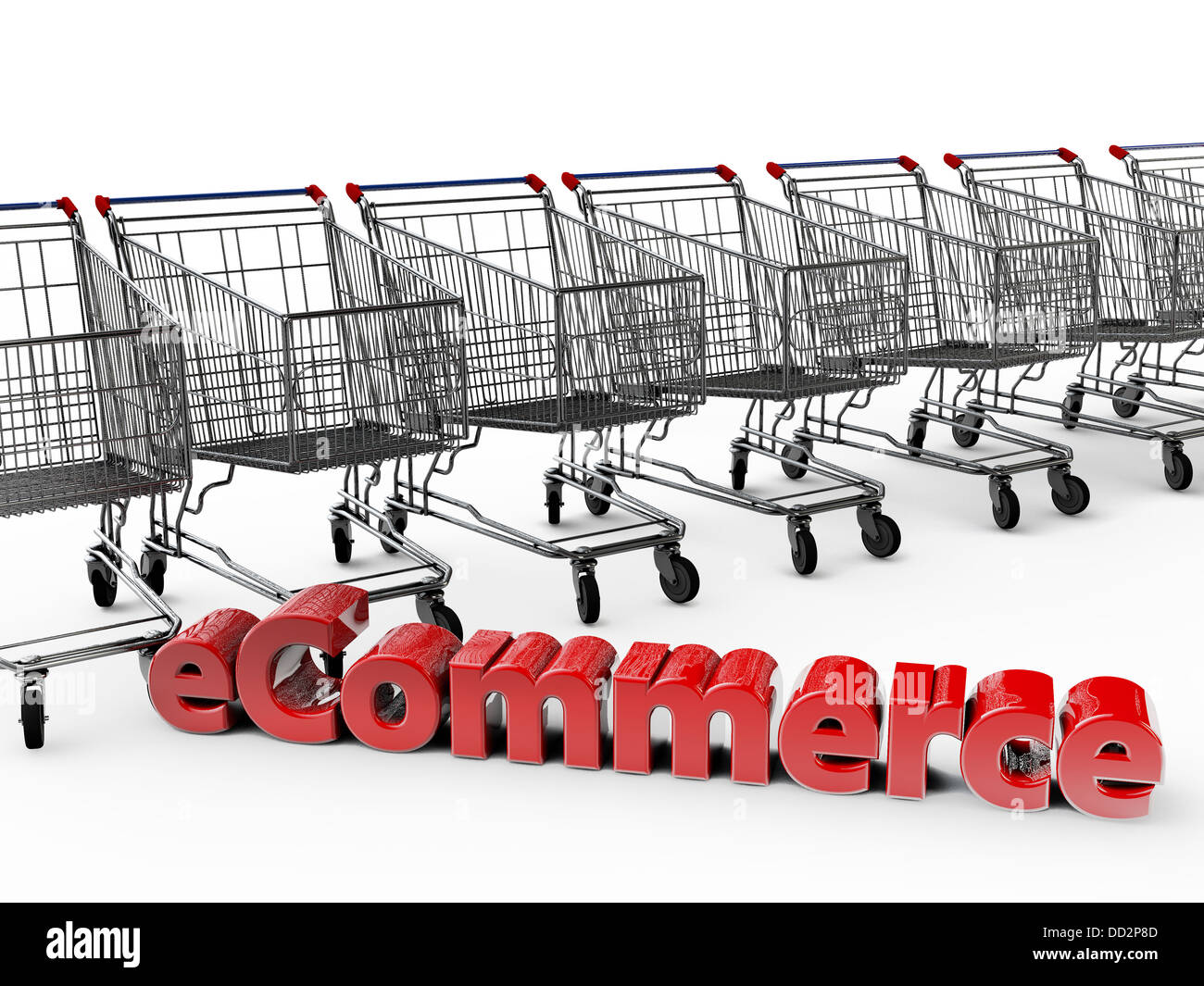 eCommerce with shopping carts in the background Stock Photo - Alamy