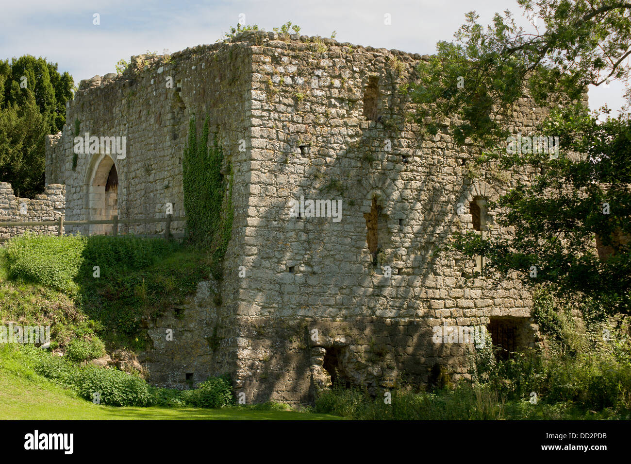 Back view of Leeds Castle in Kent, England showing detail in the stone ...