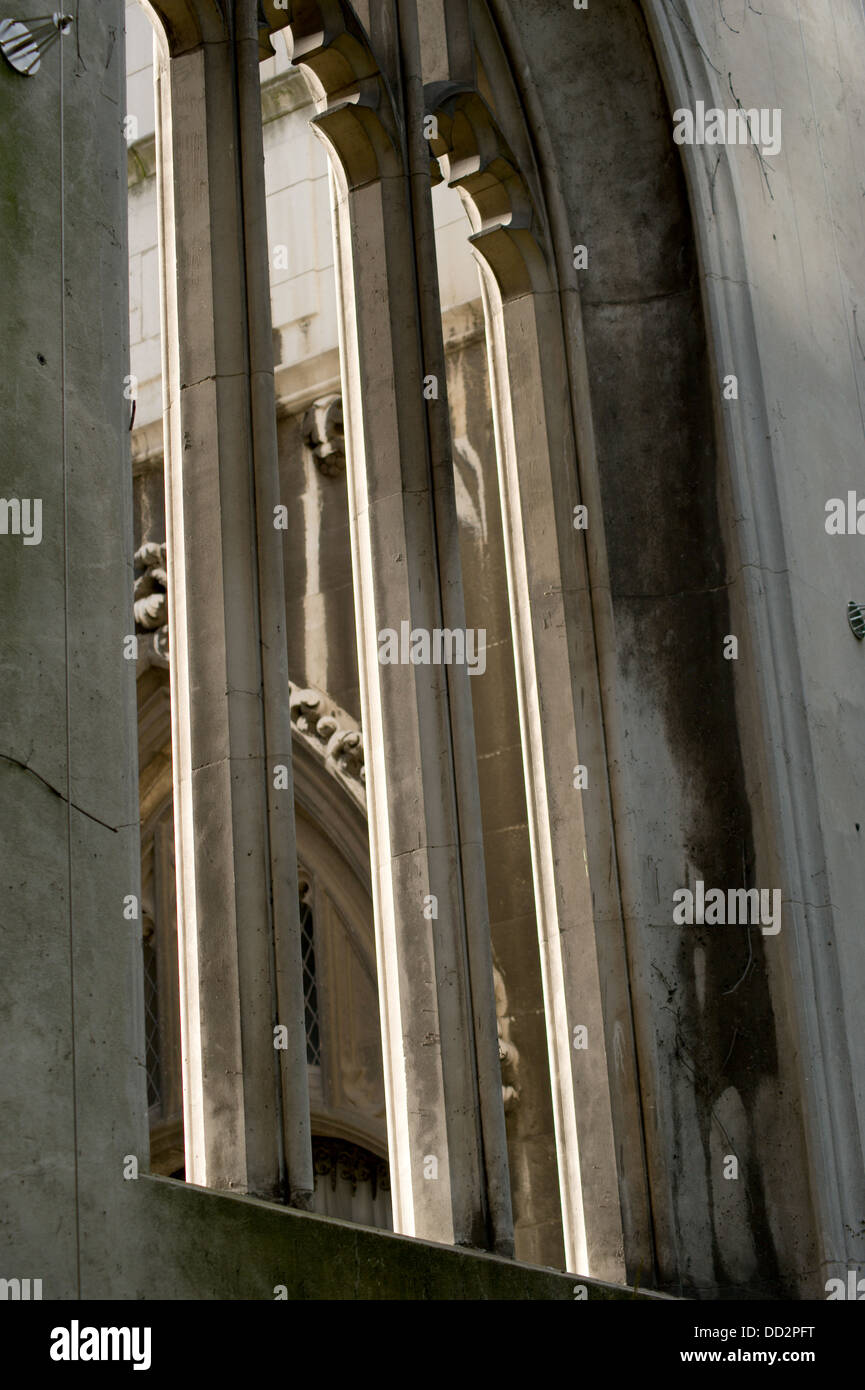 Close up view of a blown out window of St. Dunstans-in-the-East ...