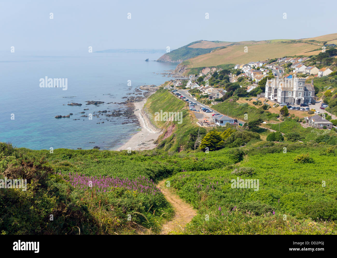 Portwrinkle village and coast Whitsand Bay near Looe Cornwall England ...