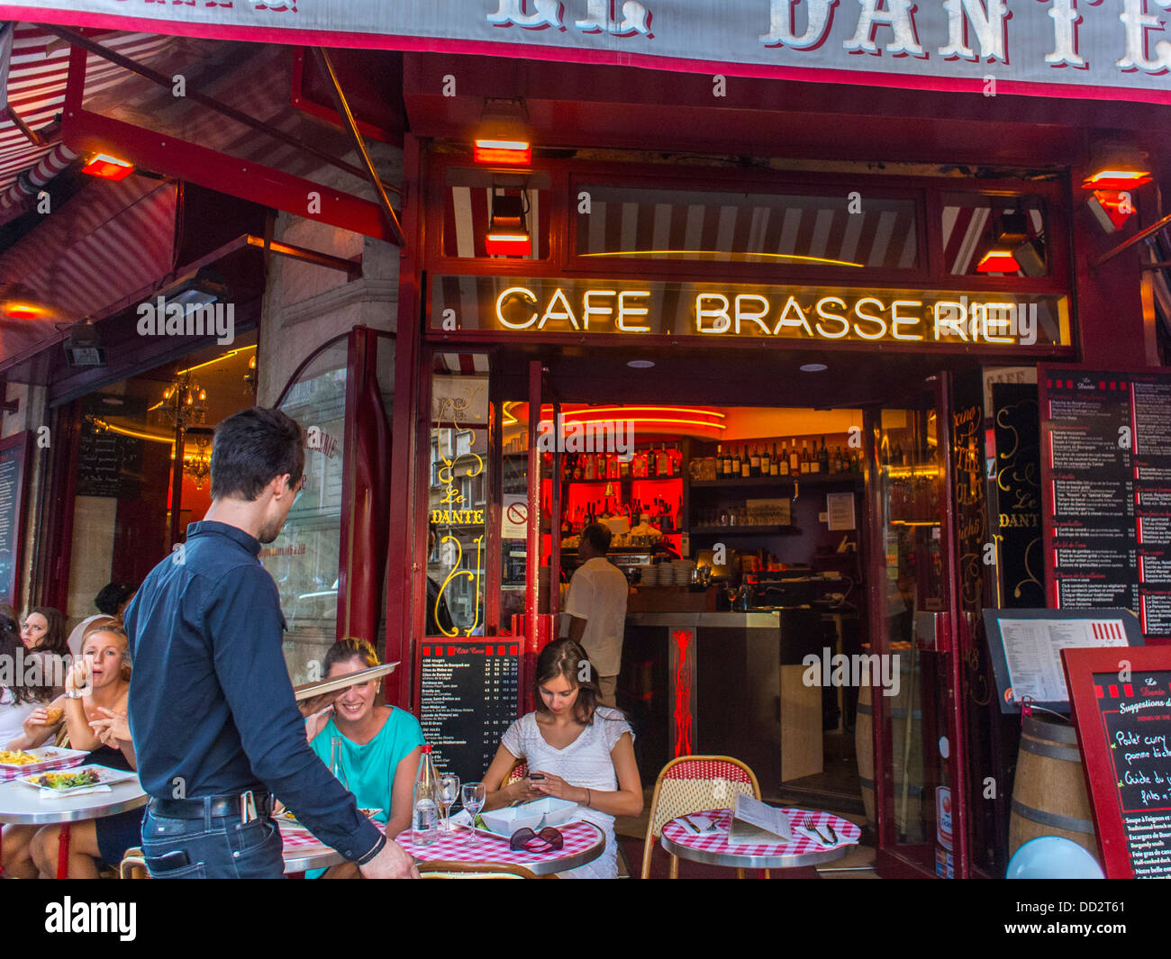 Paris, Cafe, France, Women Sharing Meals at Tables Outside Front ; "Le ...