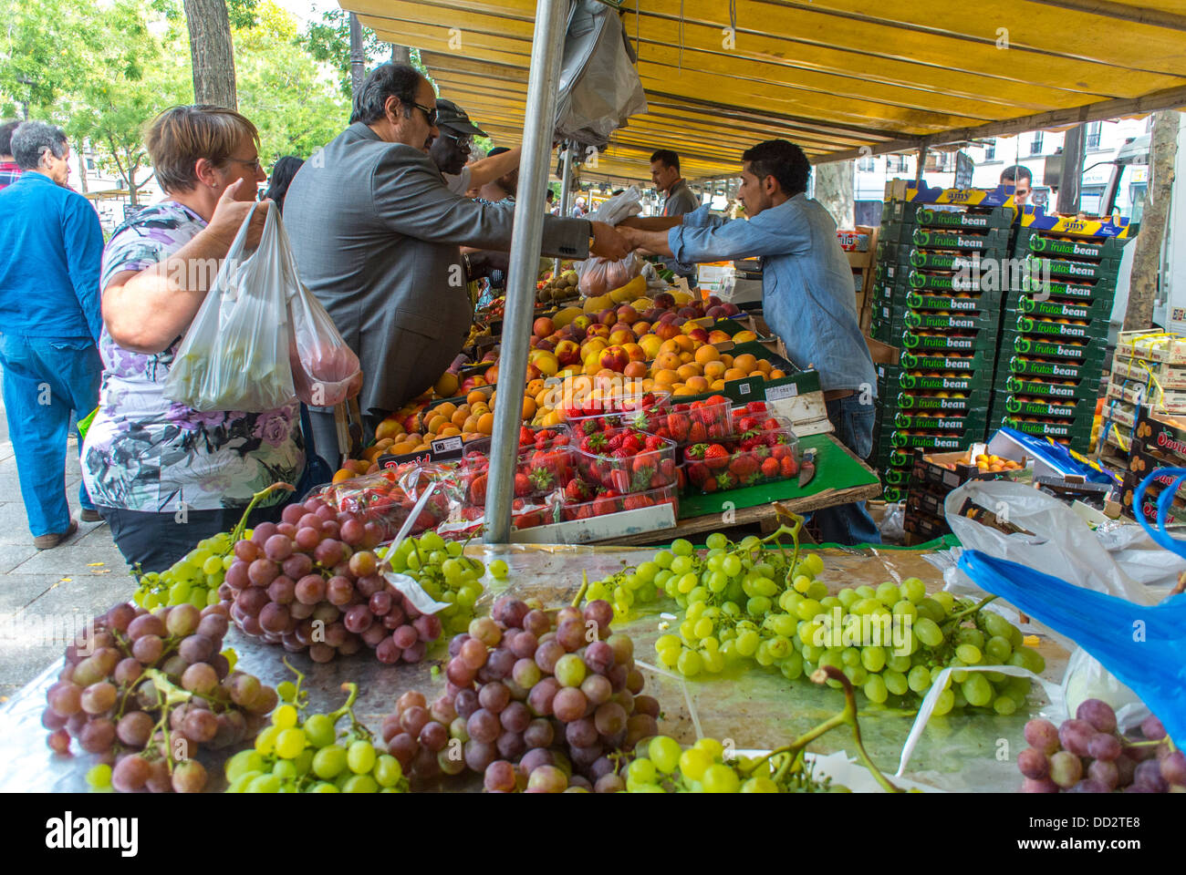 Paris, France, People Food Shopping Farmer's Market, in the Bastille ...