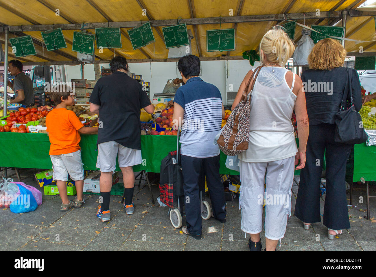 Paris, France, Group of French People Food Shopping Farmer's Market ...