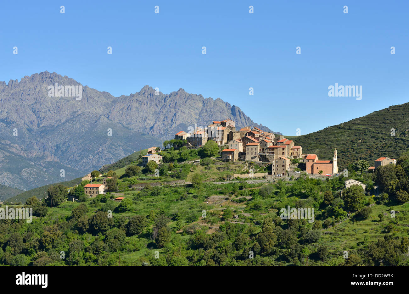 Village of Santa Lucia di Mercurio, Le Boziu Region, Corsica Stock ...