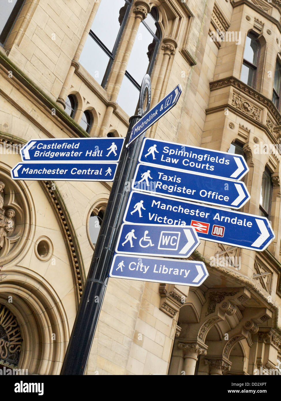 Street signs tourist information in Manchester UK Stock Photo - Alamy