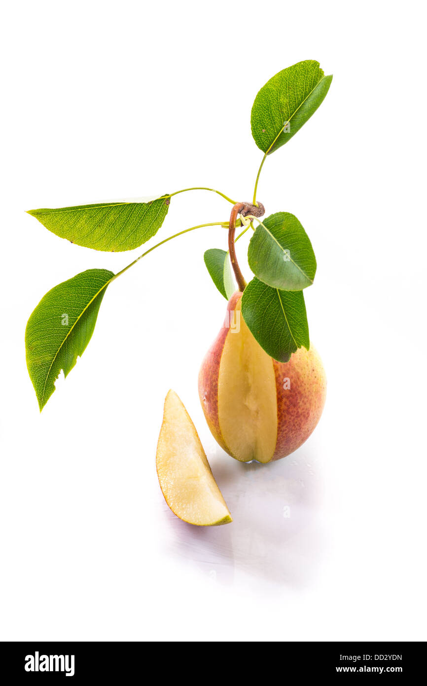 ripe juicy pear on a white background Stock Photo - Alamy