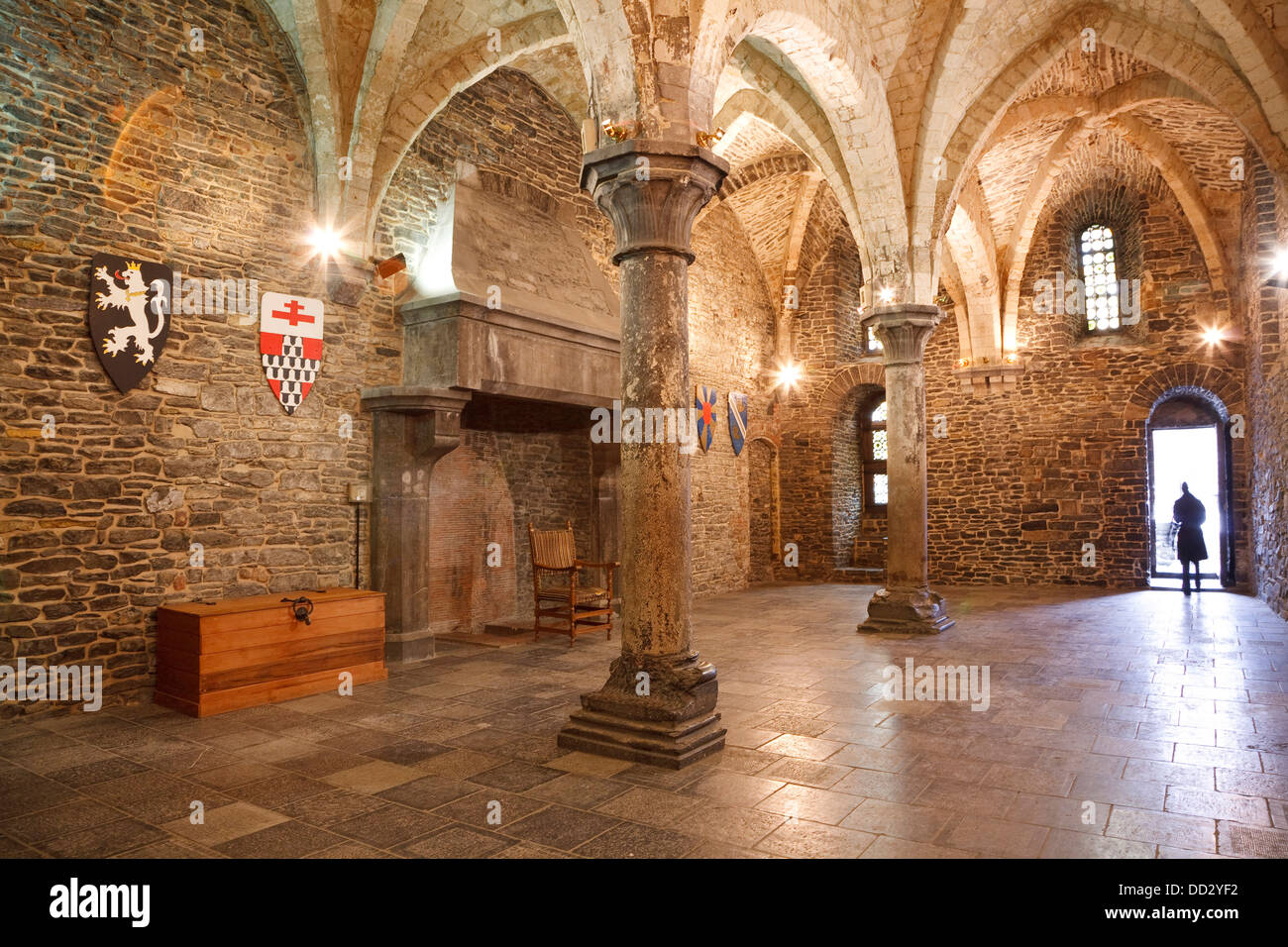 The session room, the main audience hall of Gravensteen Castle in Ghent ...