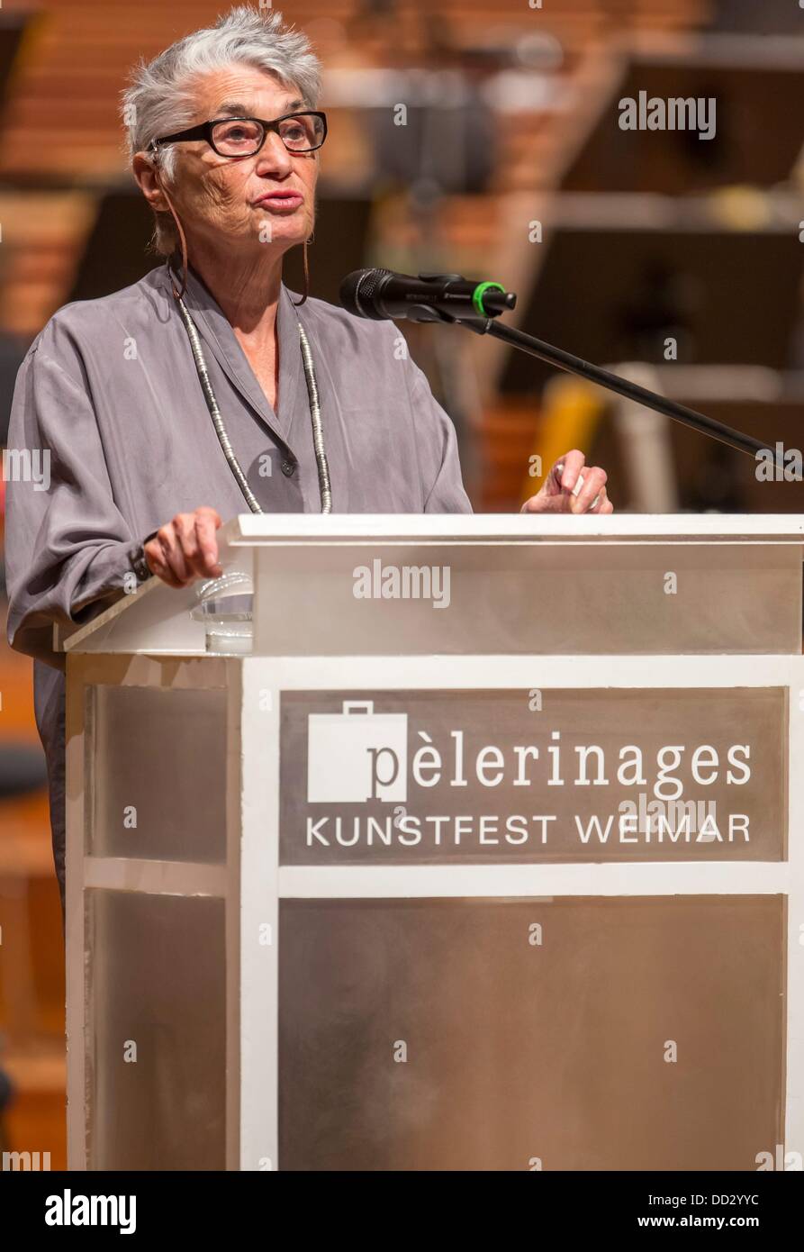 The Holocaust survivor Ruth Klueger speaks at the opening of the Art ...