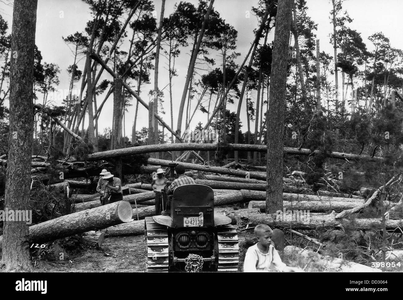 Photograph of damage caused by a storm, showing the destruction and ...