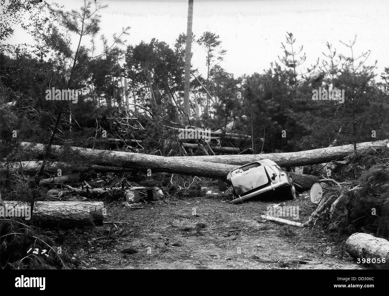 The aftermath of storm damage is shown, depicting the effects of ...