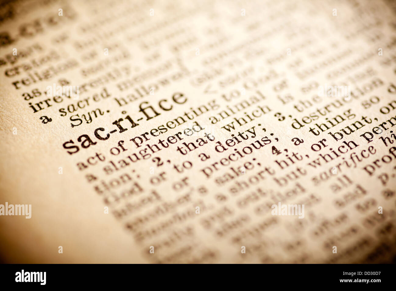 Dictionary word sacrifice Stock Photo - Alamy