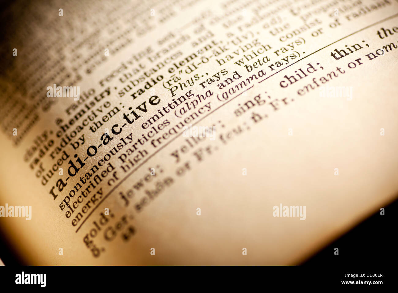 Dictionary word radioactive Stock Photo - Alamy