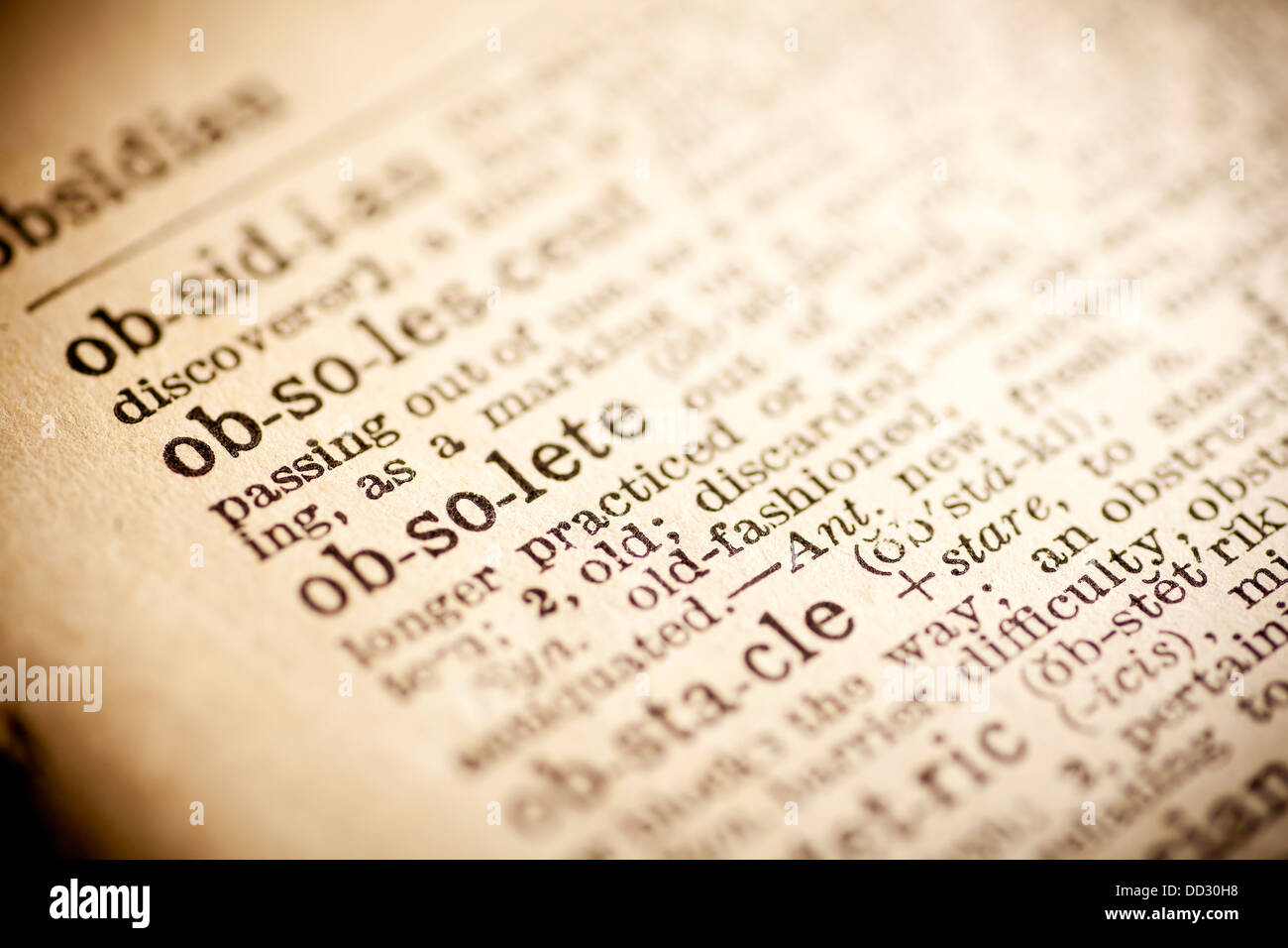 Dictionary word obsolete Stock Photo - Alamy