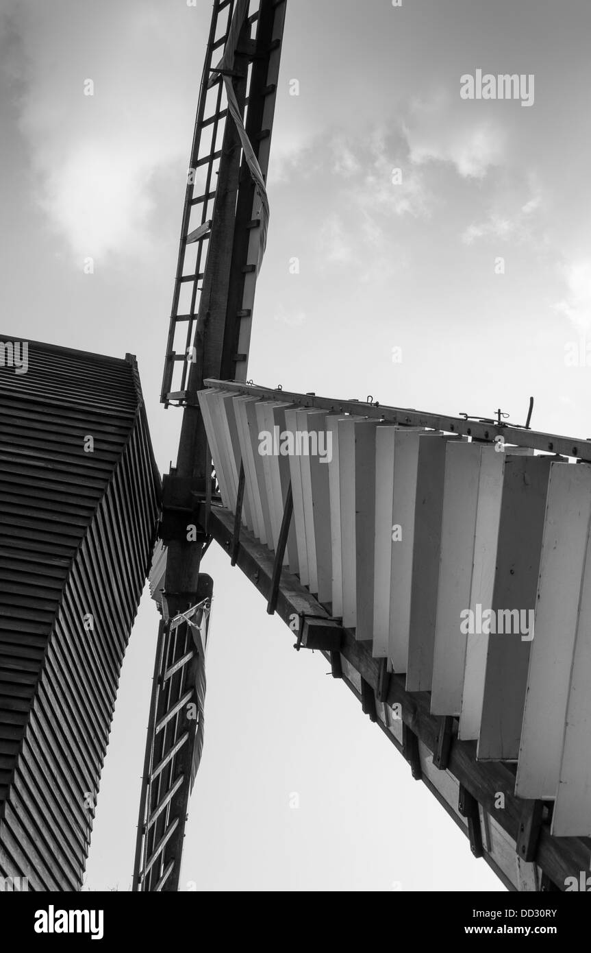 Black and white study of the sails on Nutley windmill, Ashdown Forest ...