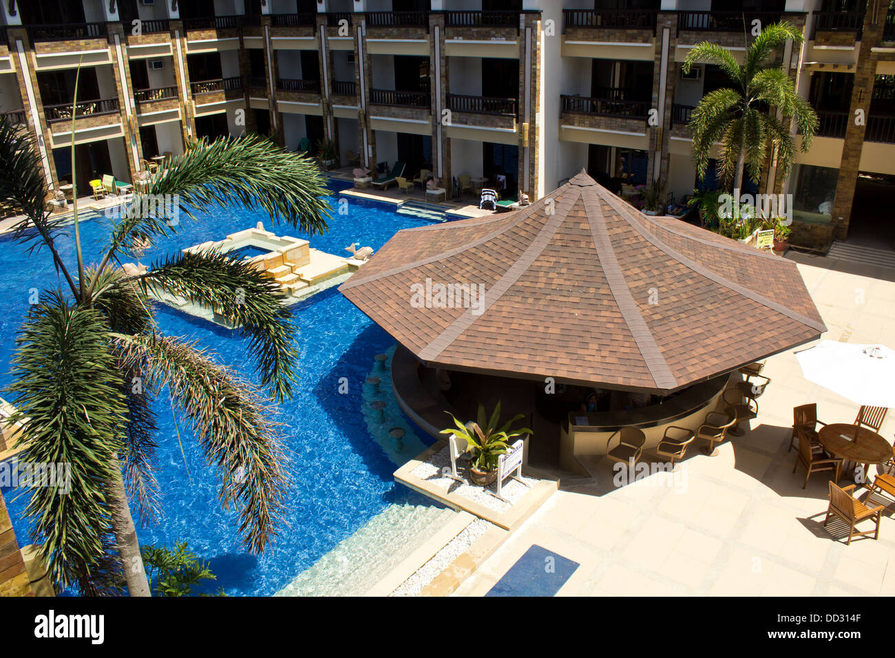 Swimming pool and bar at tropical resort, Philippines, Boracay Stock ...
