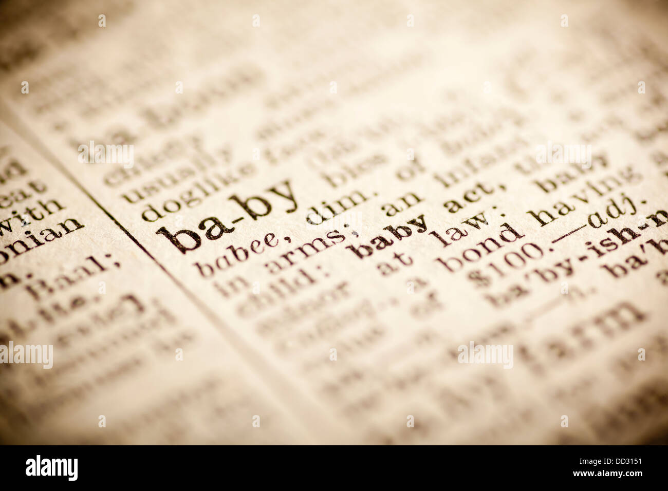 Dictionary word baby Stock Photo - Alamy