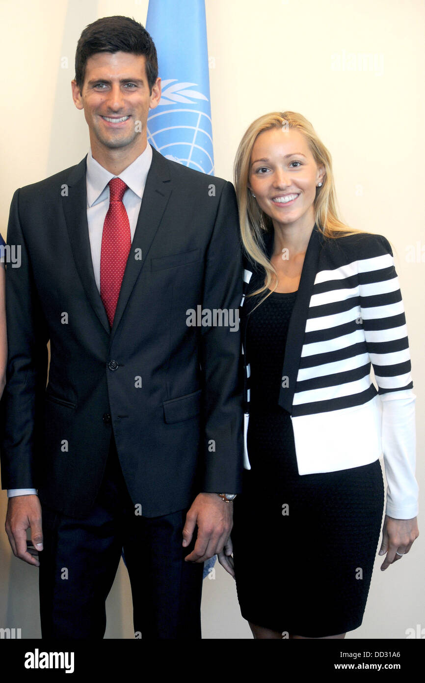 New York, USA. 23rd Aug, 2013. Serbian tennis player Novak Djokovic and ...
