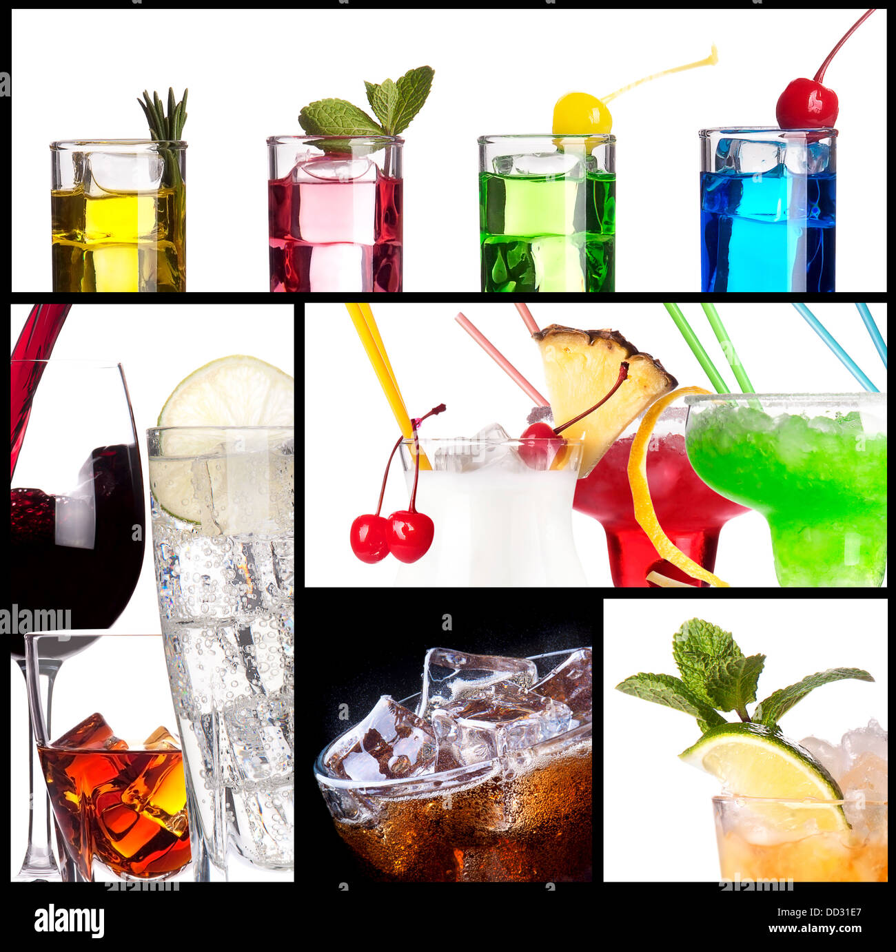 Set of alcoholic cocktails a collage background Stock Photo - Alamy