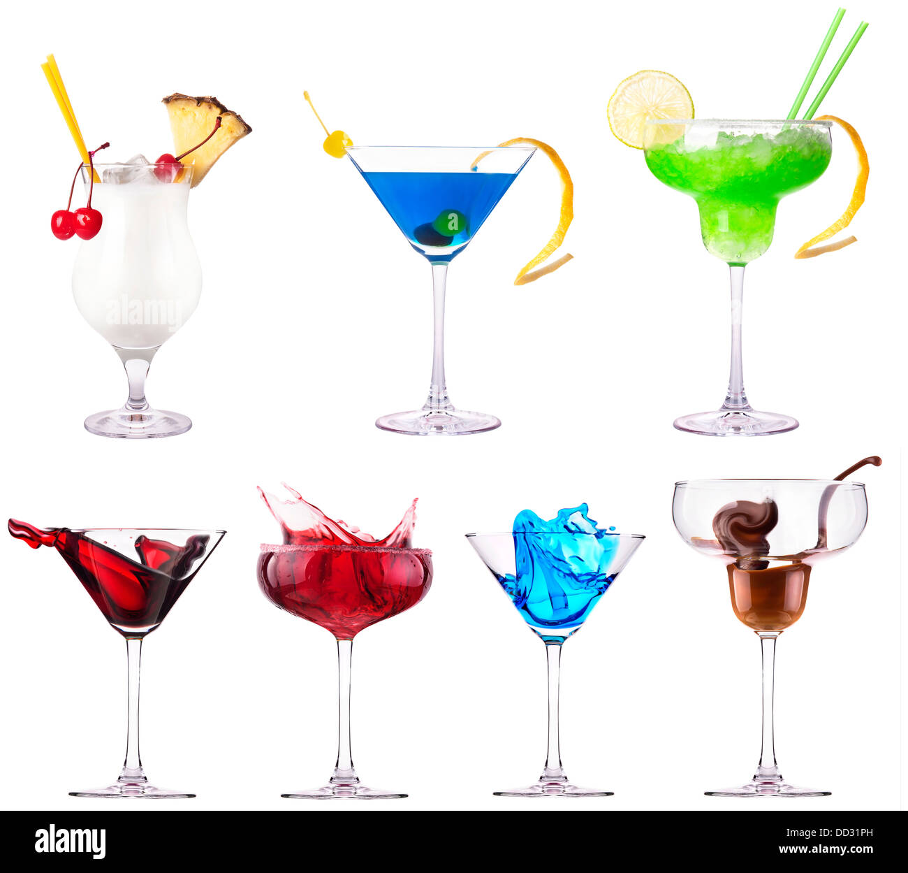 alcoholic cocktails set - cosmopolitan, Blue Curacao, Chocolate ...