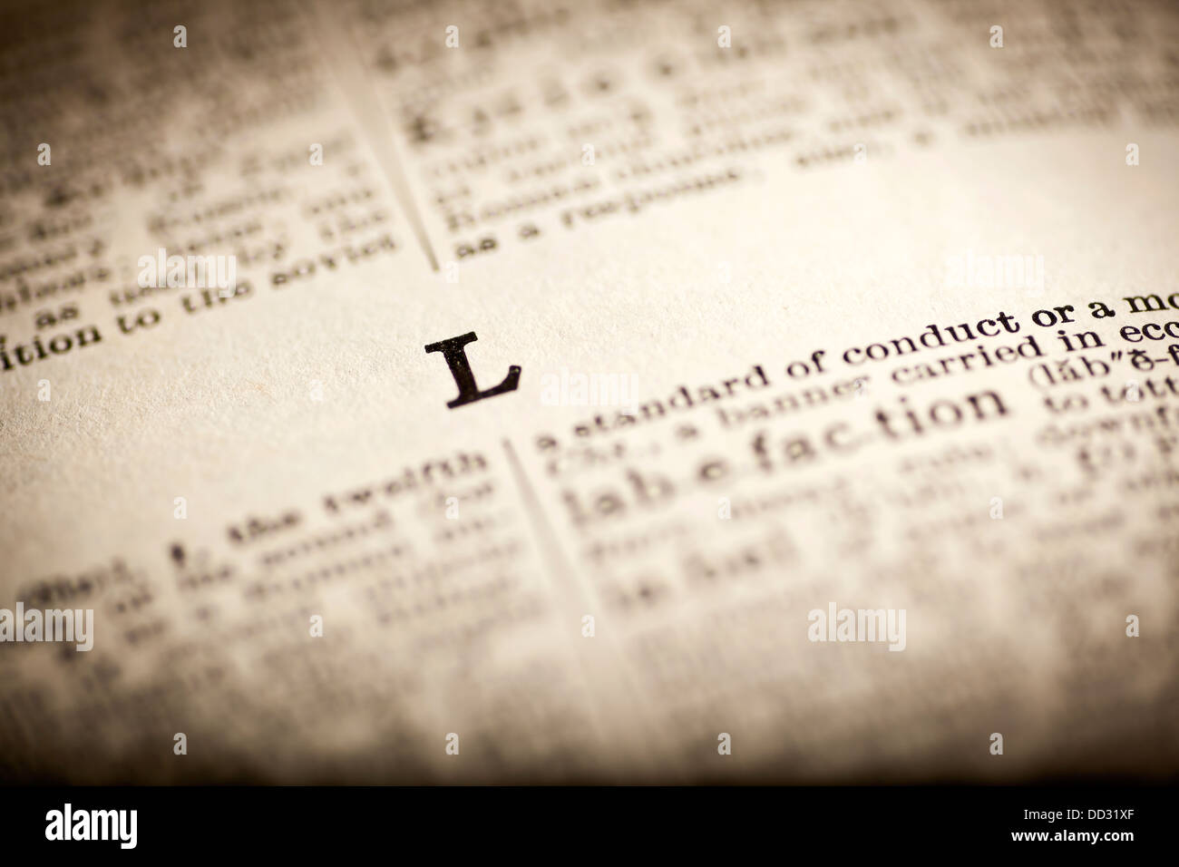 Dictionary letter L Stock Photo - Alamy