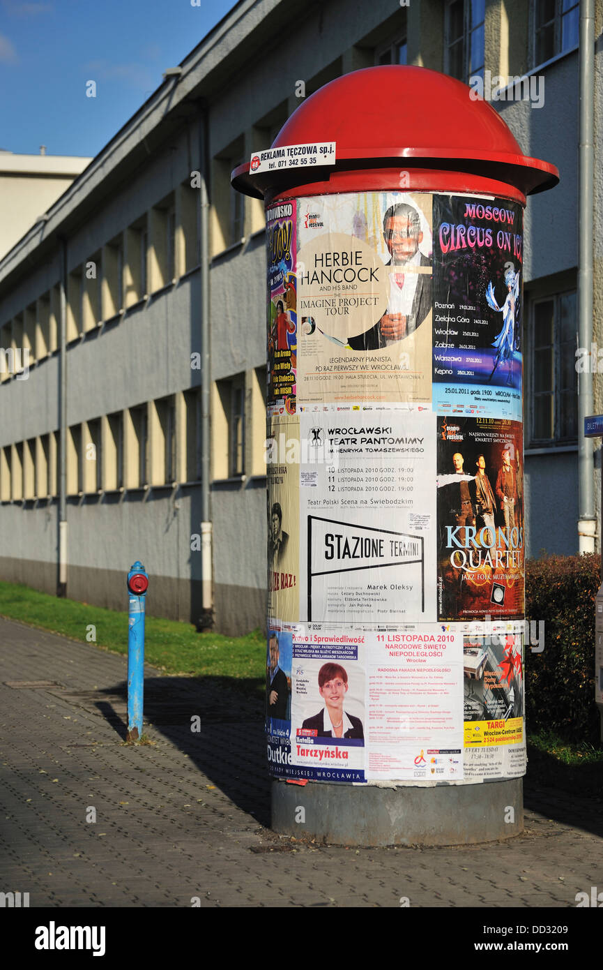 Advertising pillar, Wroclaw, Poland Stock Photo - Alamy