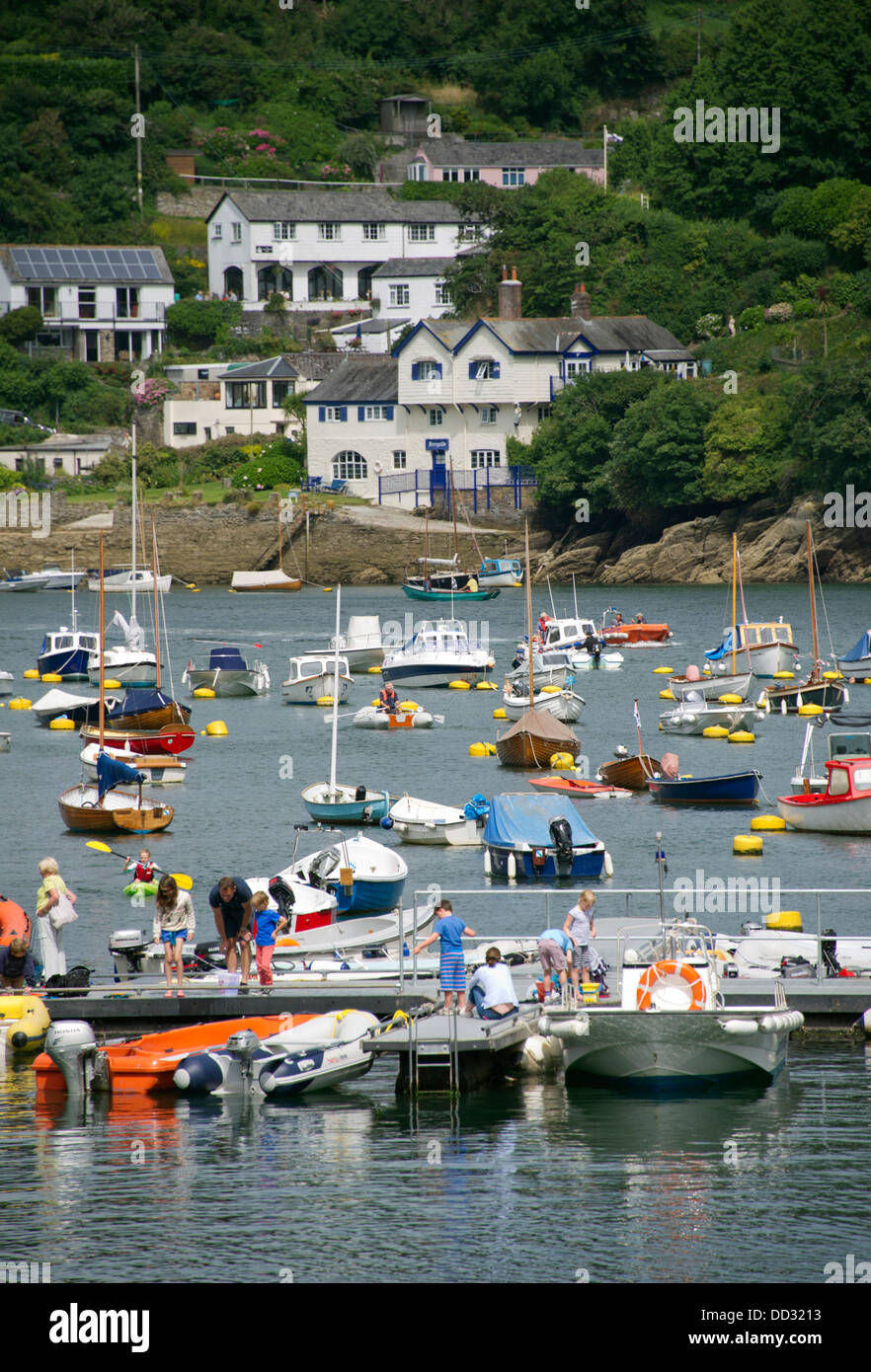 Fowey harbour, Cornwall, showing Ferryside (white house with blue ...
