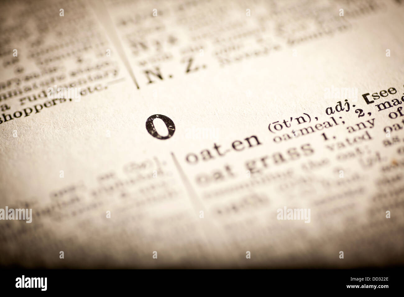 Dictionary letter O Stock Photo - Alamy