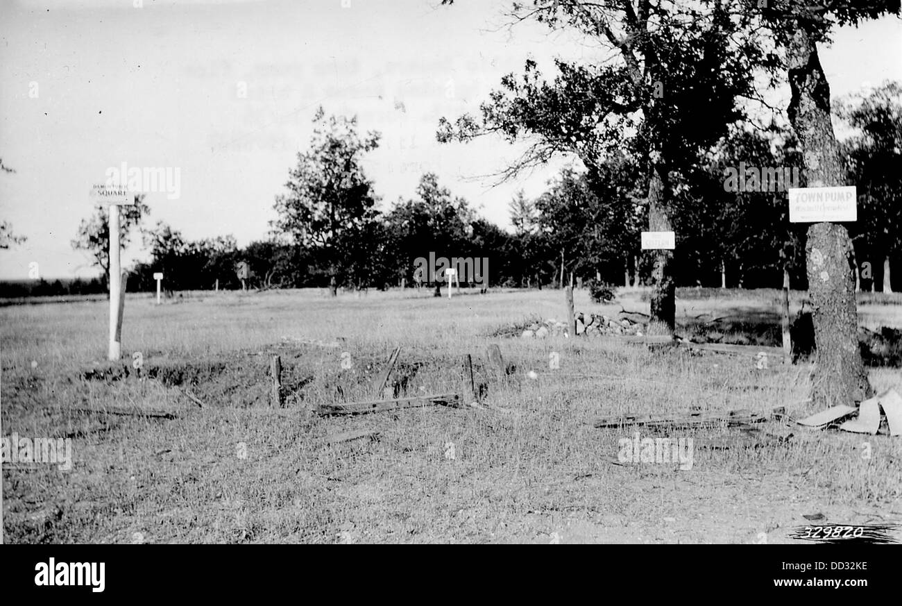 This image shows what remains of the public square in a ghost town ...