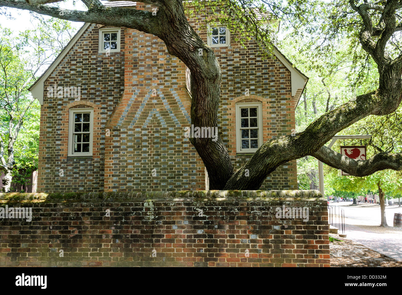 Ornamental brickwork on chimney of The Red Lion Tavern, Colonial ...