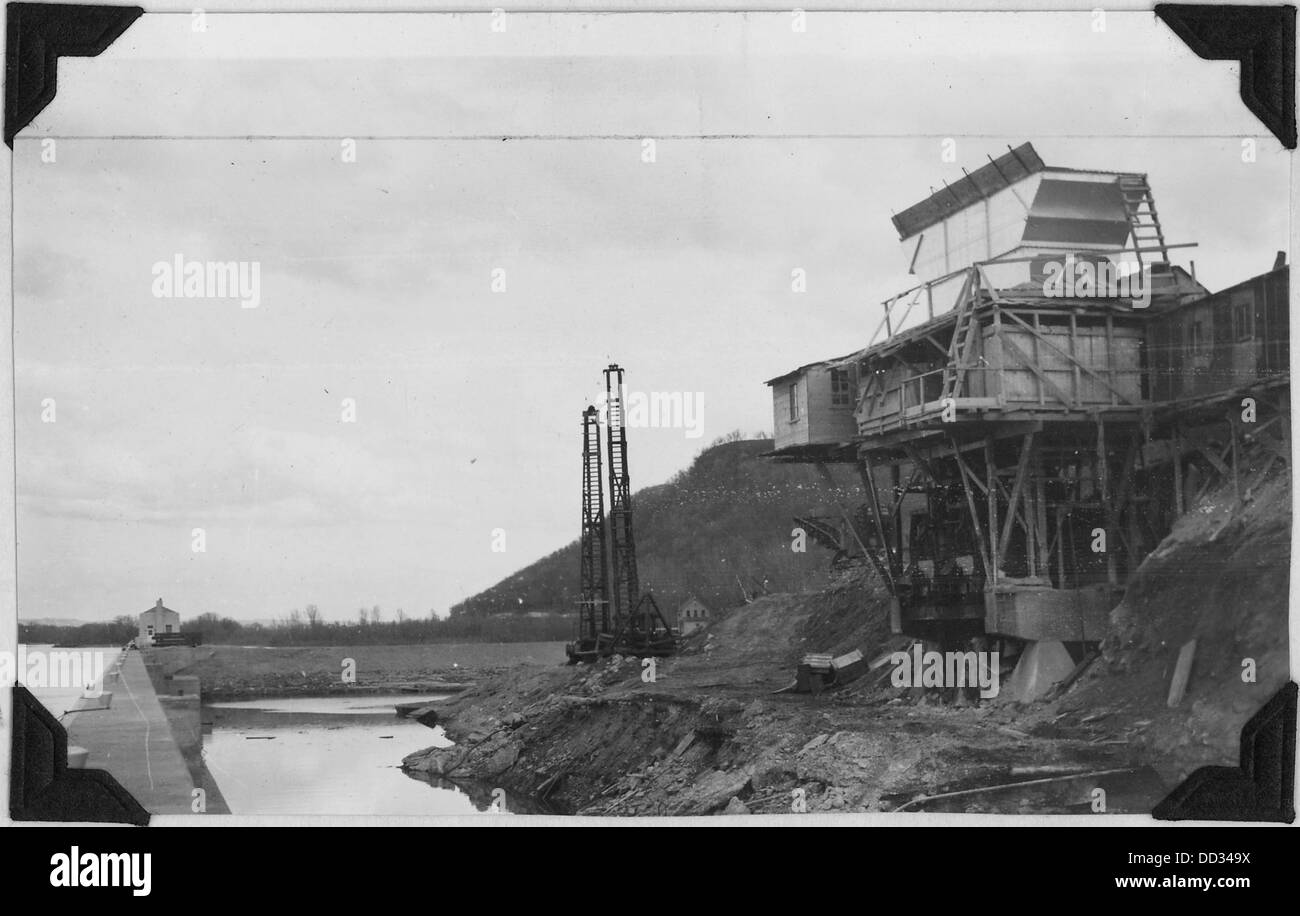 This image shows a contractor's mixer plant at Lock No. 7, part of the ...