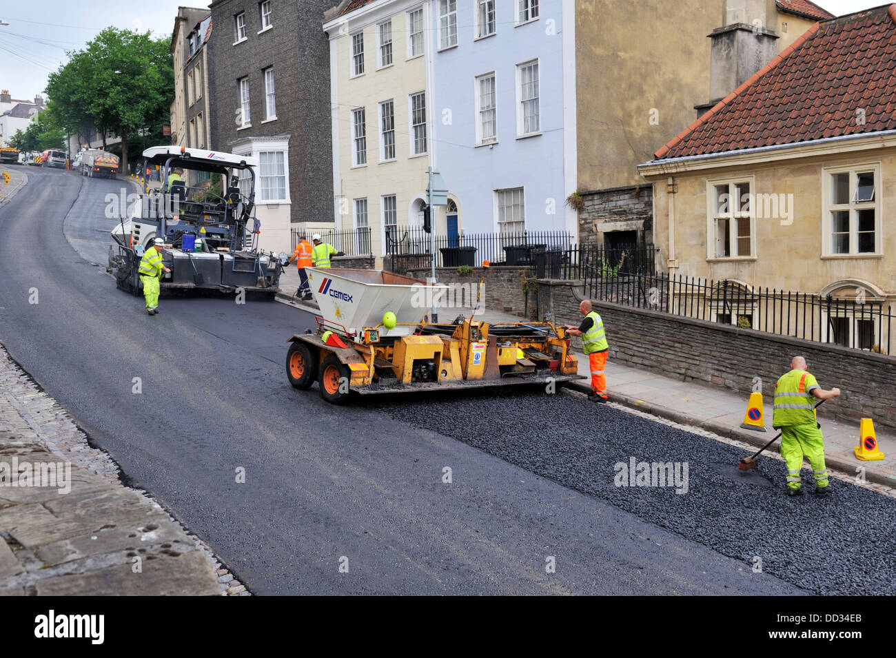 Road resurfacing work, UK Stock Photo - Alamy